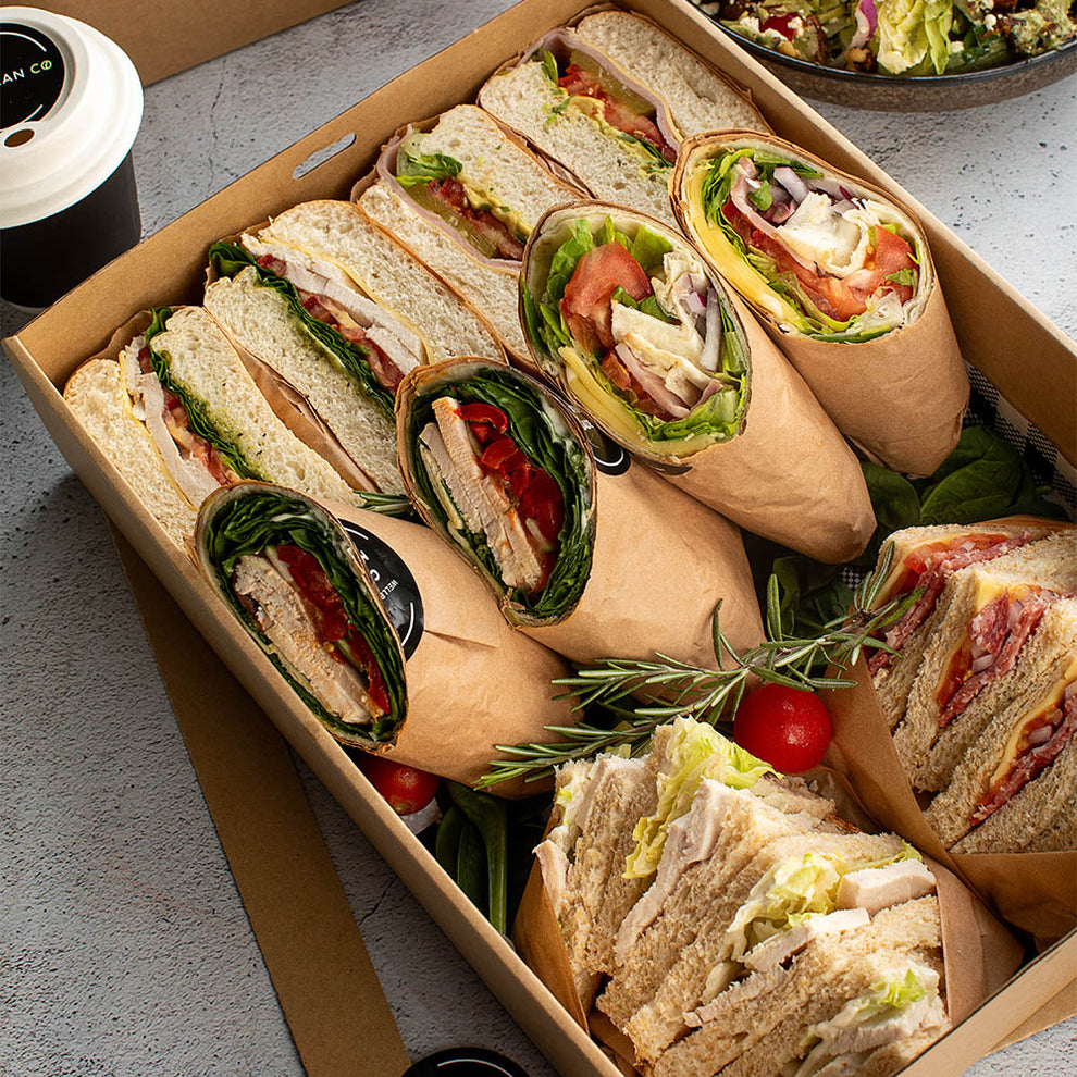Variety Sandwich Box | Sandwich, Wrap & Roll Platter for 6 – Wellbean Co Catering