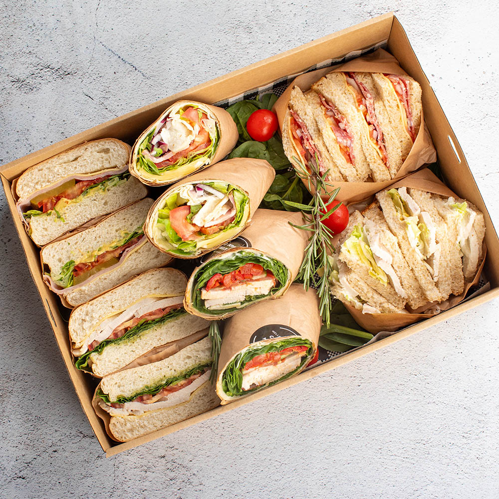 Variety Sandwich Box | Sandwich, Wrap & Roll Platter for 6 – Wellbean Co Catering